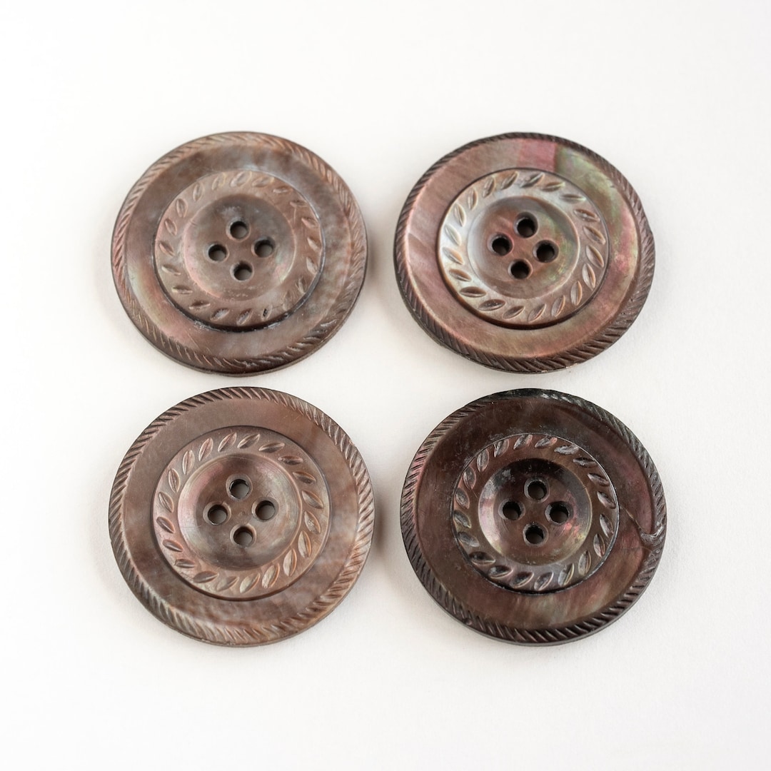 Set of 4 Vintage Carved Abalone Shell Sew-through Buttons - Etsy