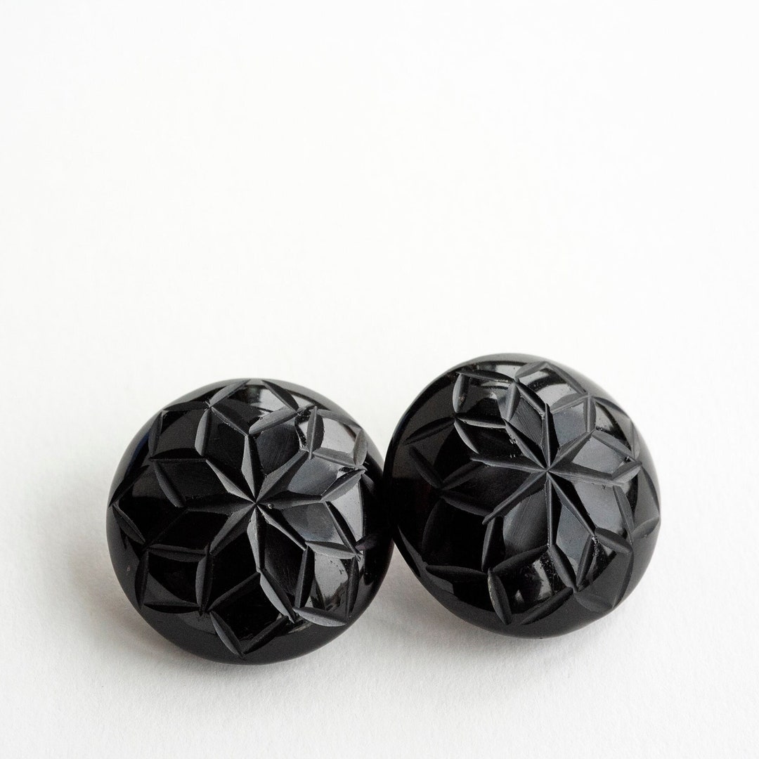 Pair of Victorian French Jet Buttons - Etsy