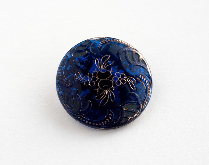 Victorian Gilded Cobalt Blue Glass Button With Box Shank - Etsy