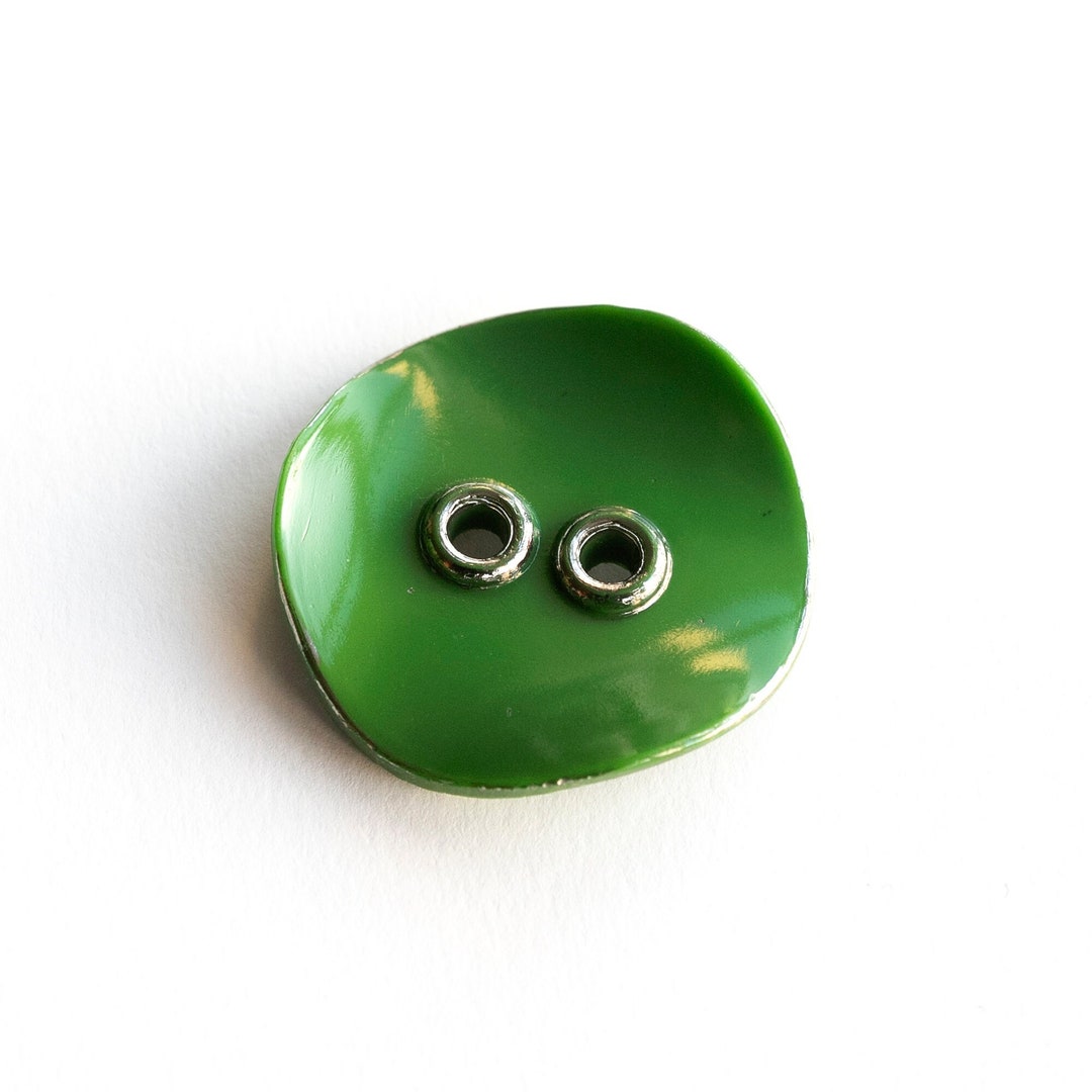 Large Art Deco Green Glass Button - Etsy