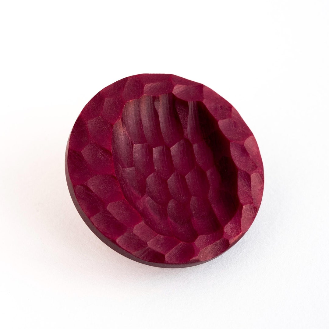 Vintage Large Dark Raspberry Pink Chiselled Galalith Coat Button - 3 ...