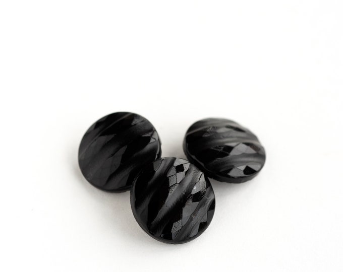 Set of 3 Victorian Black Glass Mourning Buttons With Brass Shanks - Etsy