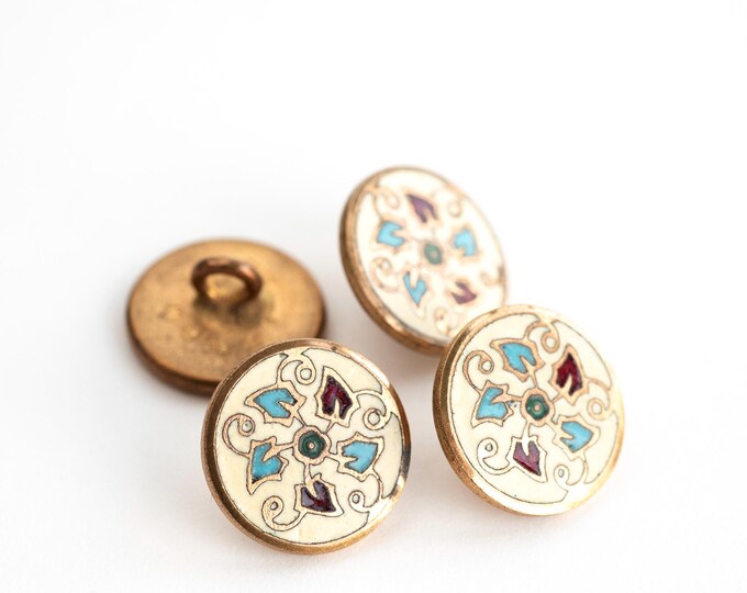 Small French Enamel Button - 2 Available - Etsy