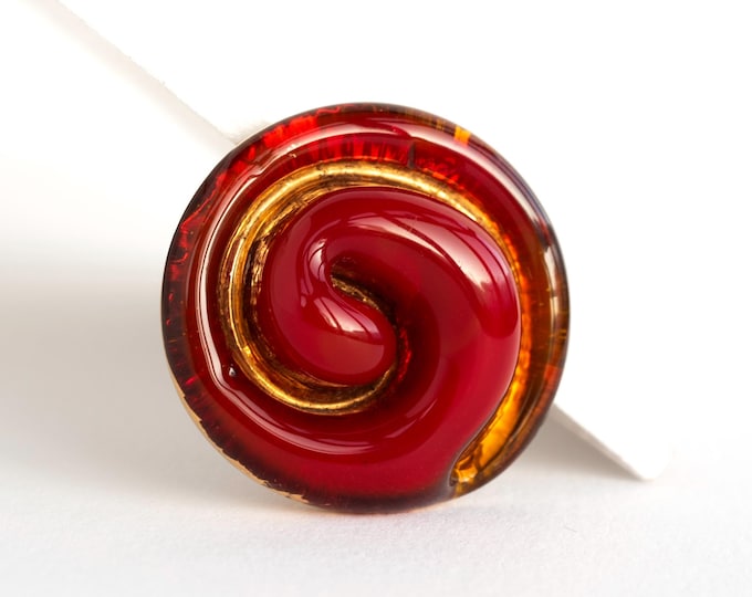 Vintage Glass Developments Red Glass Button - Etsy
