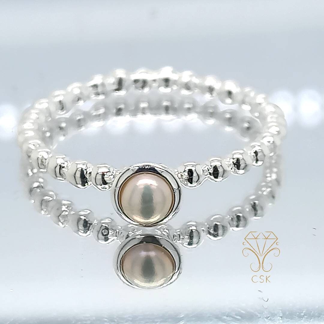 Delicate PEARL RING Silver Ring With Pearl Ball Ring With Pearl Narrow ...