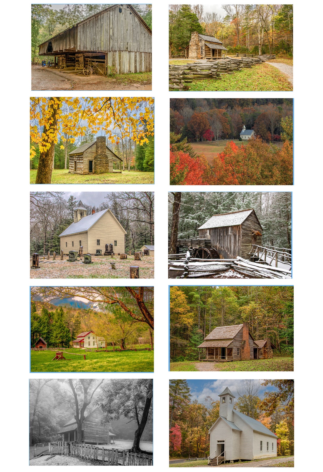 The Magic of Cades Cove Structures Collection 10 Cards and - Etsy