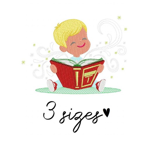 Girl Embroidery Designs Reading Embroidery Design Machine - Etsy