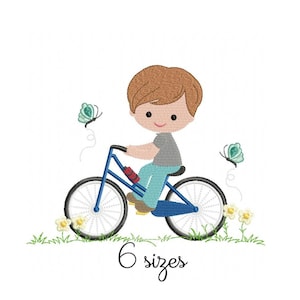 Boy on Bike Embroidery Design, Baby Embroidery Design Machine, Boy ...