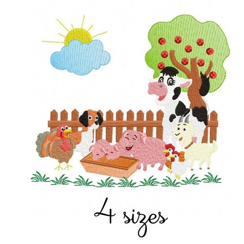 Farm Animals Embroidery Design Kitchen Embroidery Design | Etsy