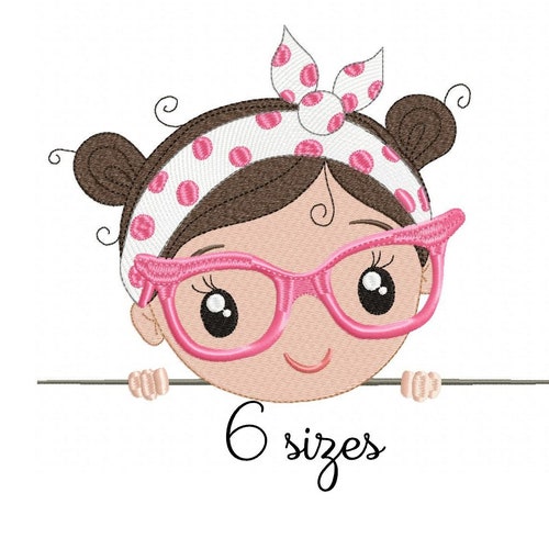 Cute Girl Glasses Embroidery Design Baby Embroidery Design - Etsy