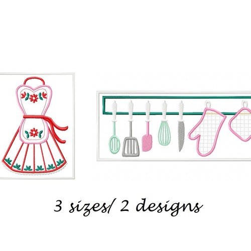Kitchen Scrolls Embroidery Design Set Instant Download - Etsy