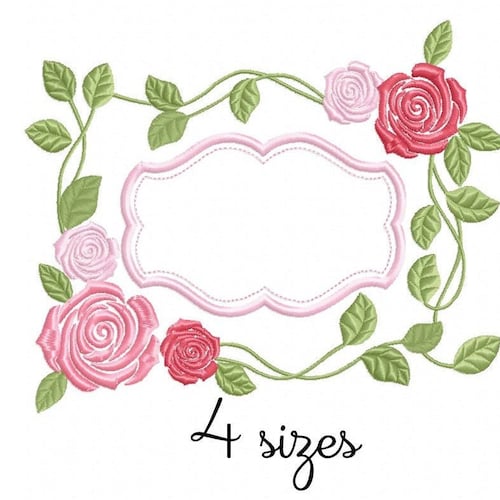 Beauty Rose Frame Embroidery Design Floral Embroidery Design - Etsy