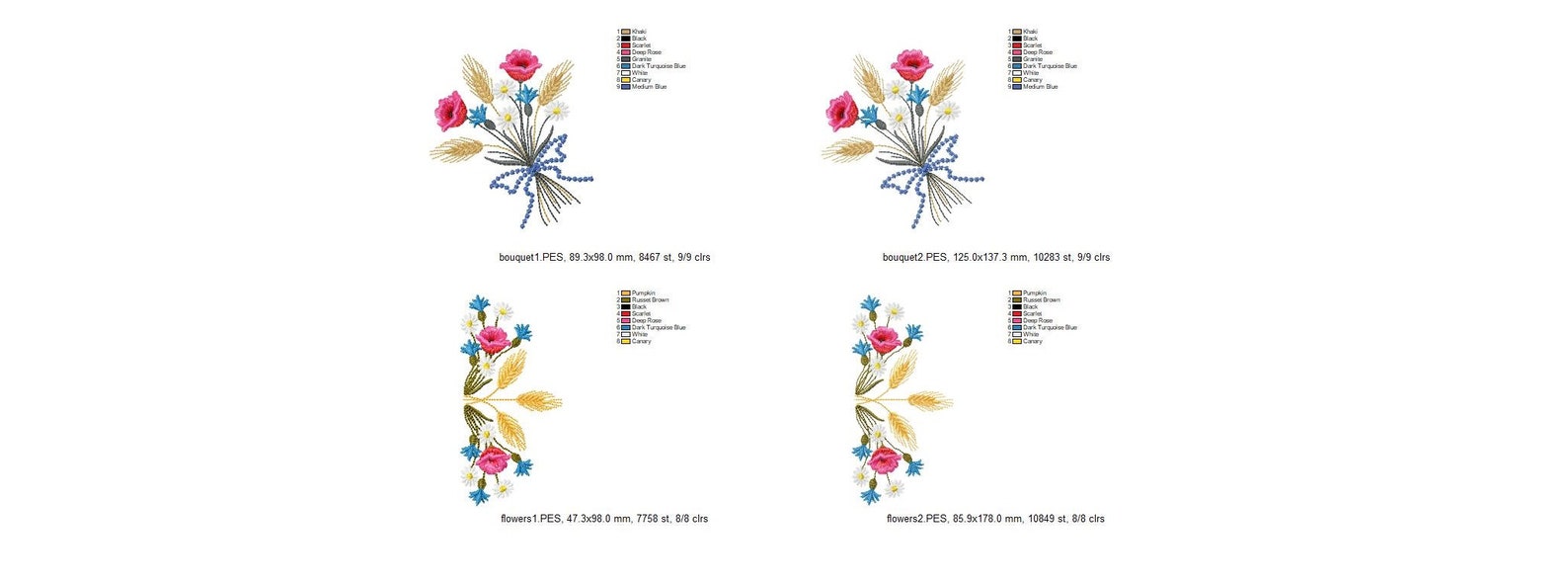 Flowers and Wheat embroidery design Wheat embroidery design | Etsy