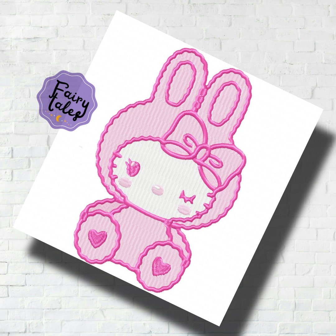 Kitty Bunny Pink Machine Embroidery Design, Bunny Embroidery Pattern ...