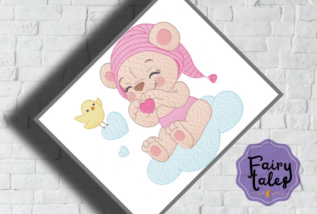 Cute Bear Embroidery Design - Baby Machine Embroidery File - PES JEF ...