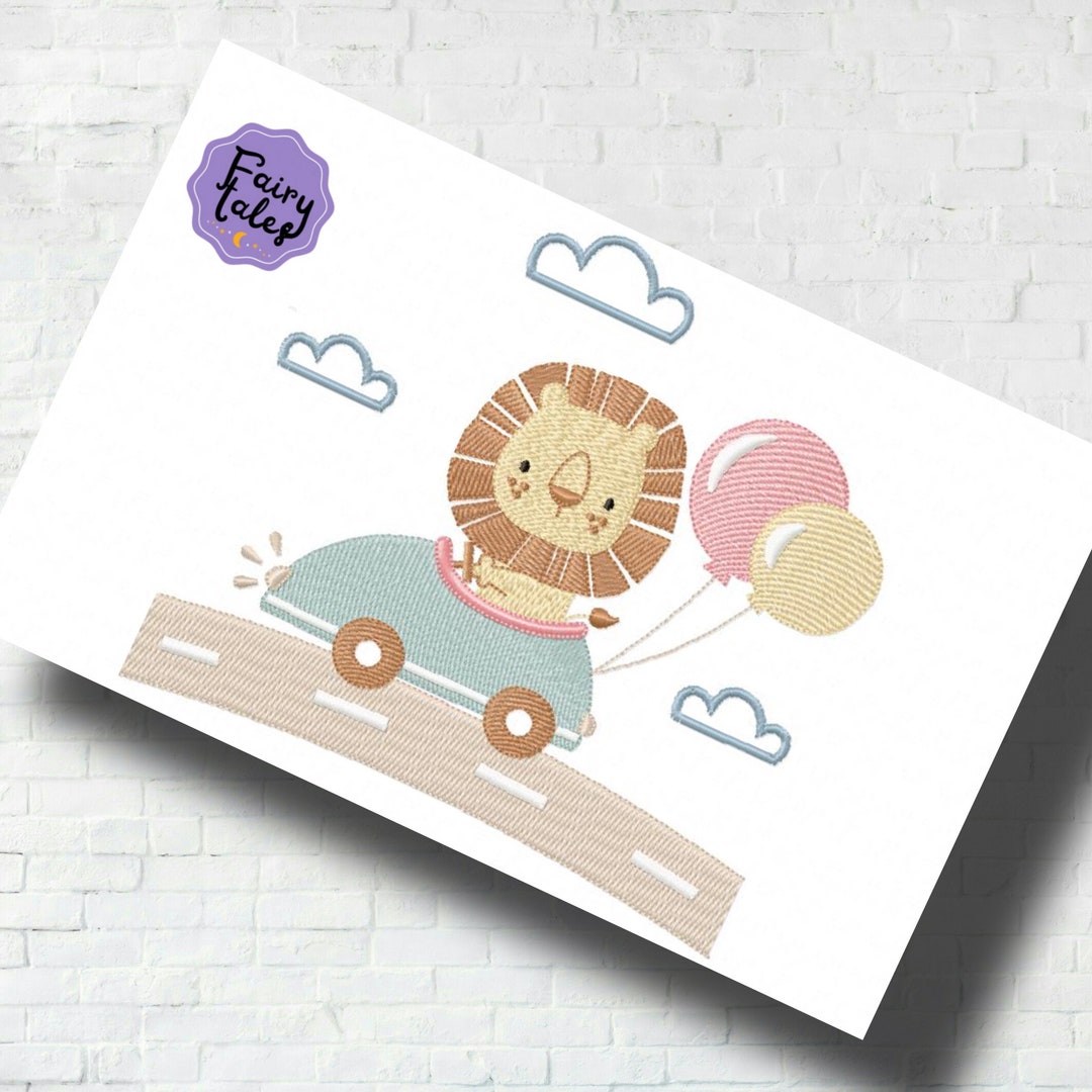 Lion Driver Embroidery Design, Baby Embroidery Design, Newborn Machine ...