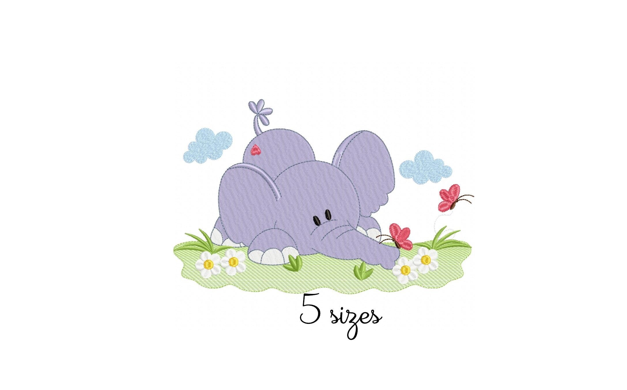 Cute Elephant Embroidery Designs Animals Embroidery Design | Etsy