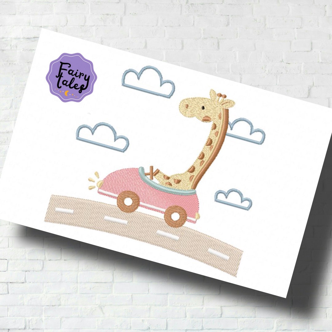 Giraffe Driver Embroidery Design, Baby Embroidery Design, Newborn ...