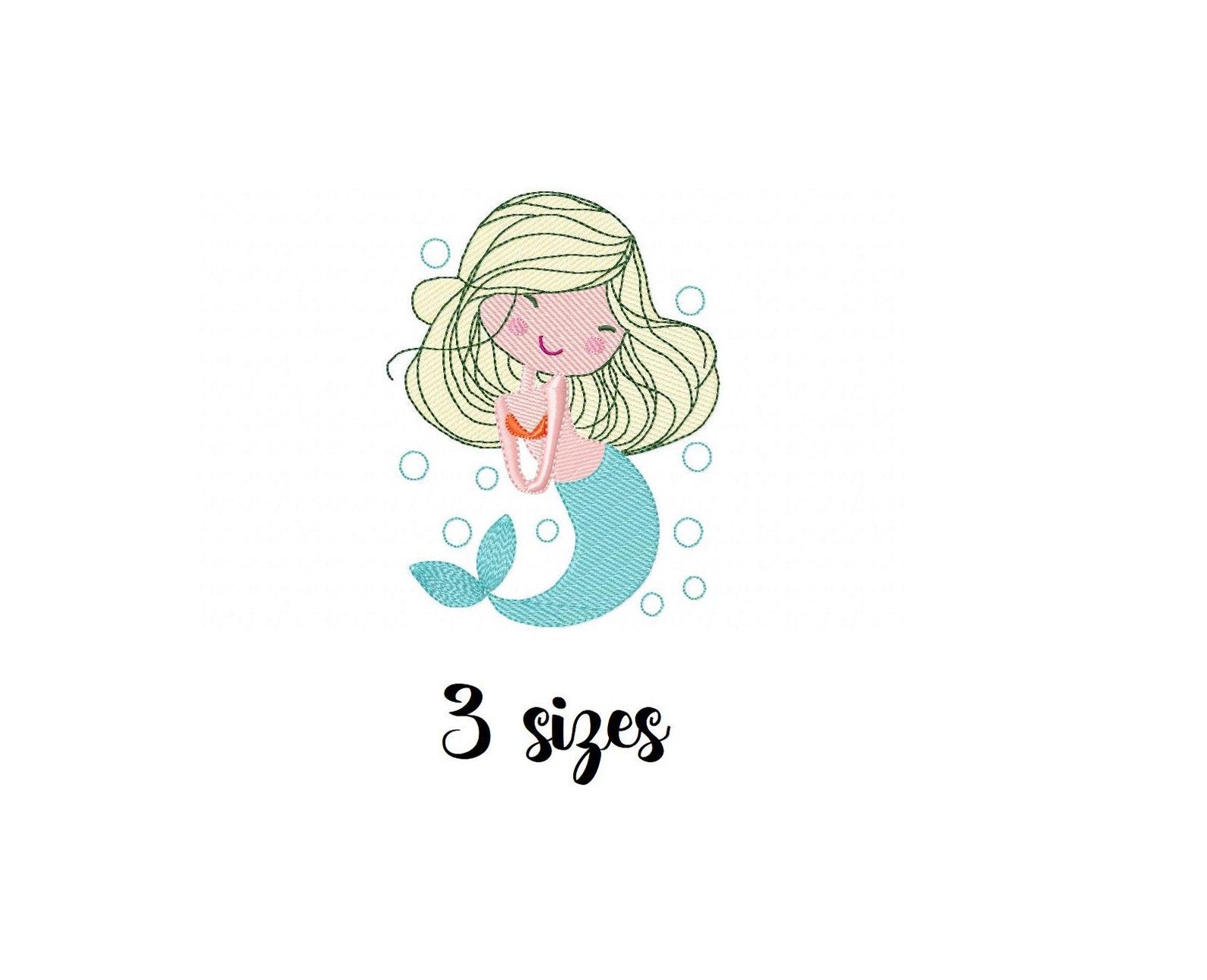 Cute Mermaid Embroidery Design Mermaid Embroidery Design | Etsy