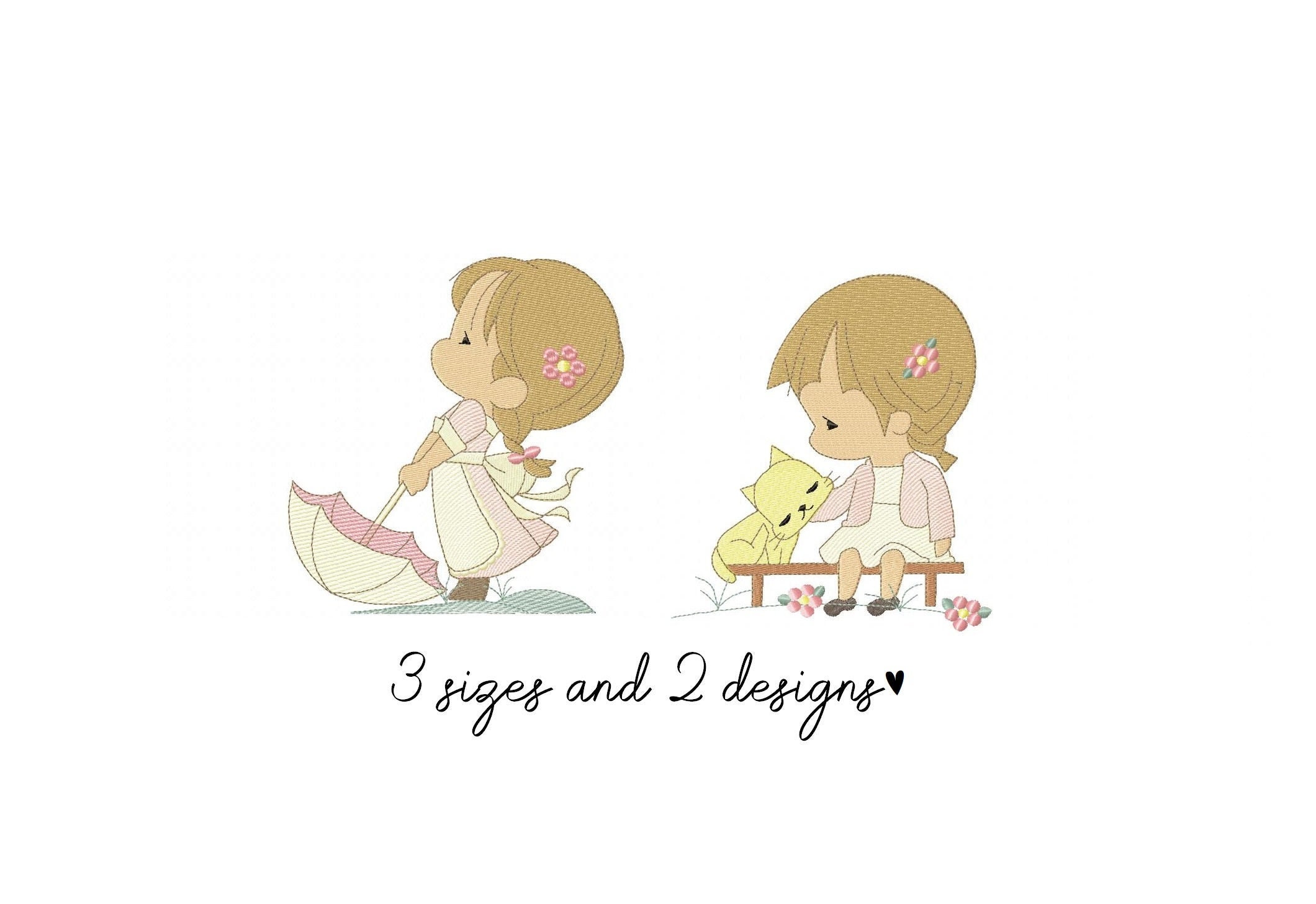 Cute Little Girl Embroidery Designs Girly Embroidery Design - Etsy UK