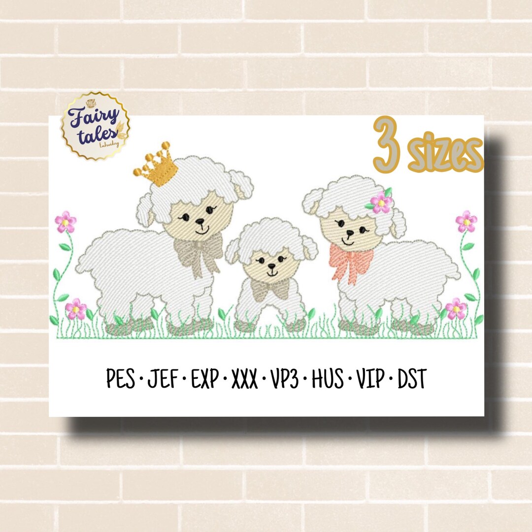 Family Sheep Embroidery Design - Baby Machine Embroidery File - PES JEF ...