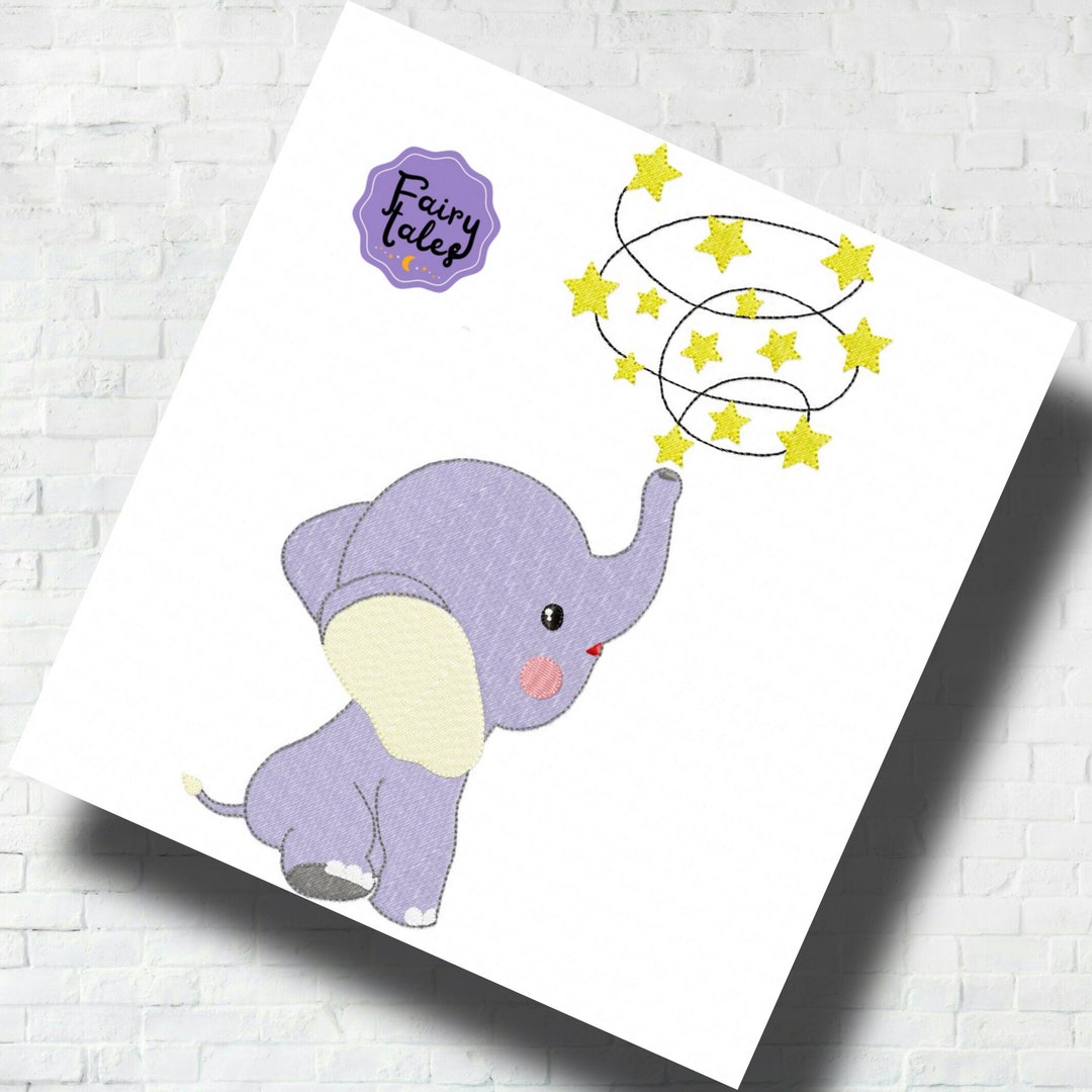 Elephant Stars Embroidery Design, Baby Embroidery Design Machine ...