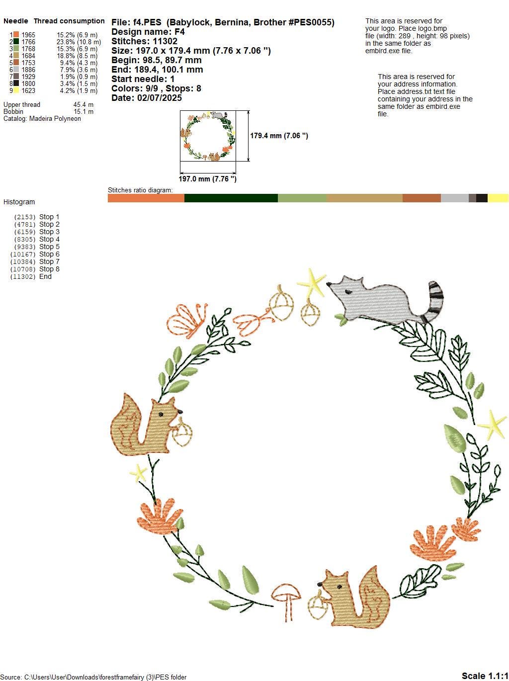 Forest Frame Embroidery Design - Baby Machine Embroidery File - PES JEF ...