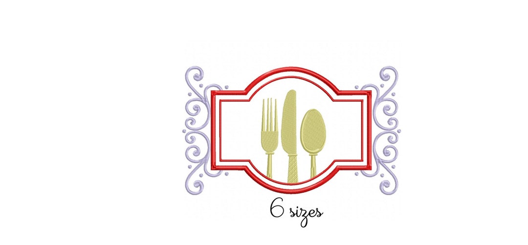 Cutlery Frame Embroidery Design, Kitchen Embroidery Design Machine ...