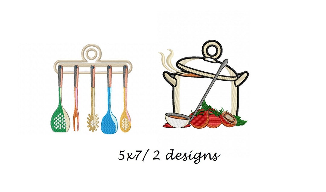 Kitchen Set Embroidery Design - Kitchen Machine Embroidery File - PES ...