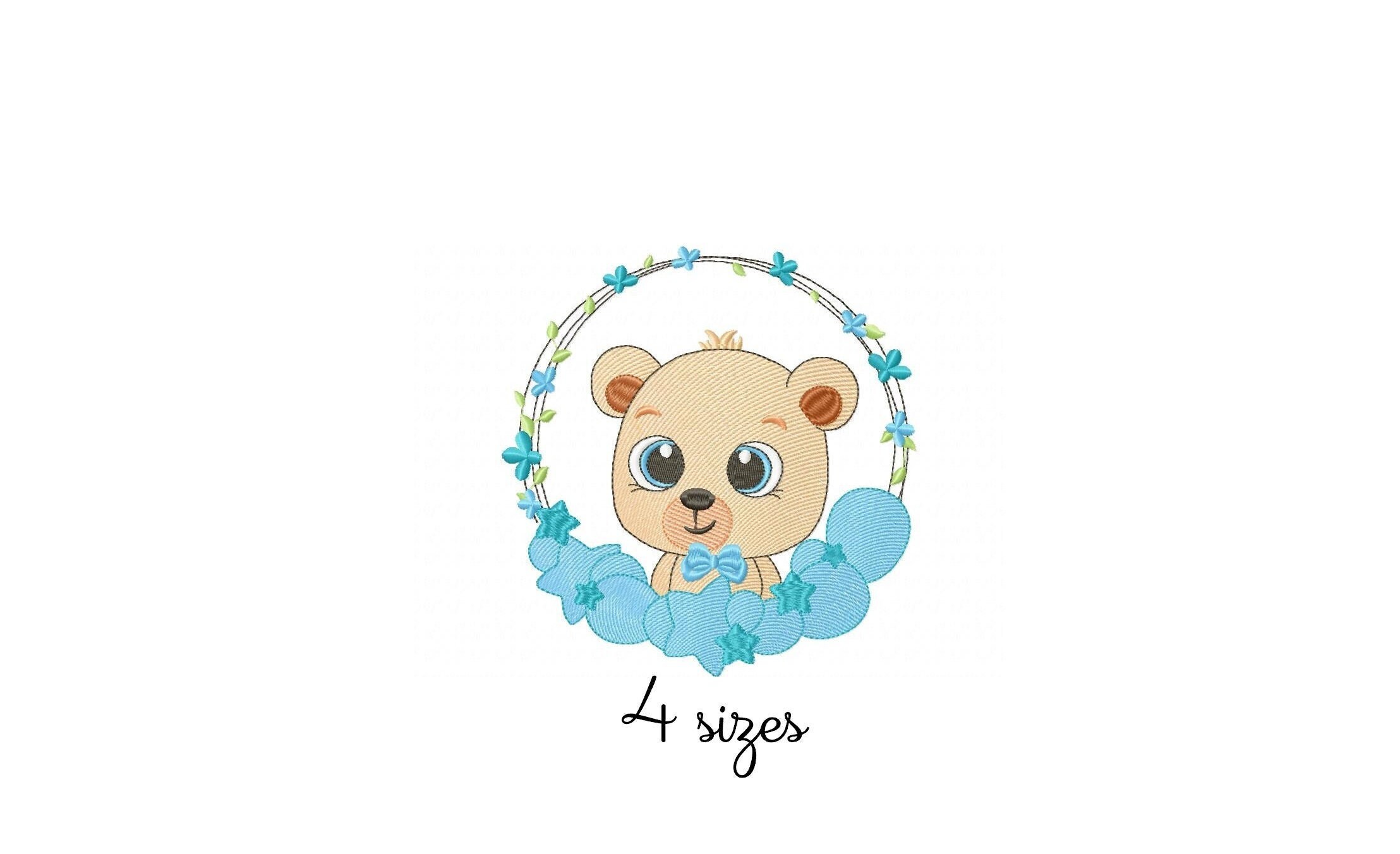 Bear Frame Embroidery Designs Animals Embroidery Design - Etsy