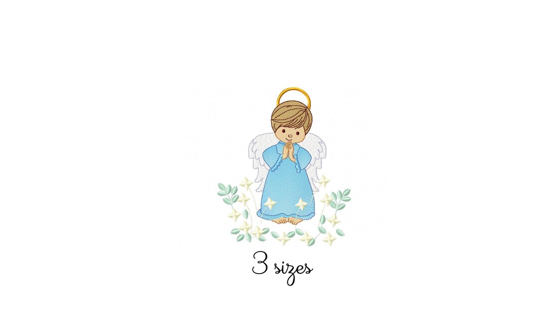Angel Boy Embroidery Design - Baby Boy Machine Embroidery File - PES ...
