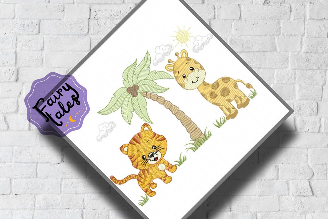 Tiger and Giraffe Embroidery Design - Baby Machine Embroidery File ...