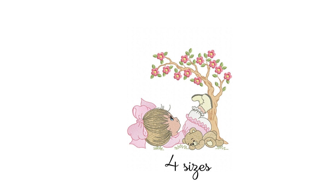 Cute Girl Tree Embroidery Design, Girly Embroidery Design Machine, Kids ...