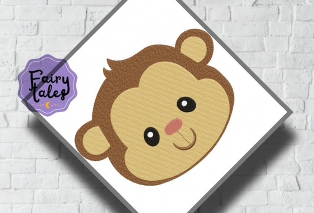Sweet Monkey Face Embroidery Design, Animals Embroidery Design Machine ...