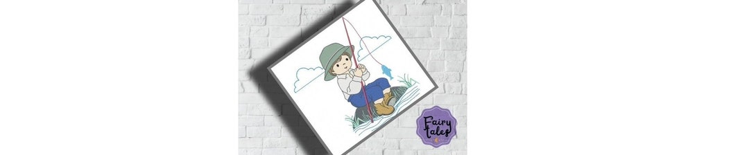 Boy Fishing Embroidery Design, Baby Embroidery Design Machine, Boy ...
