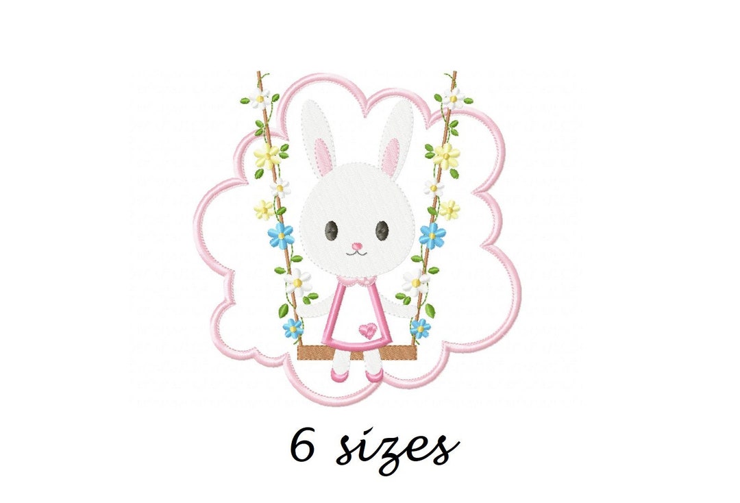 Easter Bunny Machine Embroidery Design, Bunny Girl Design, Easter Bunny ...