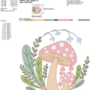 Mushroom Embroidery Design - Flower Machine Embroidery File - PES JEF ...