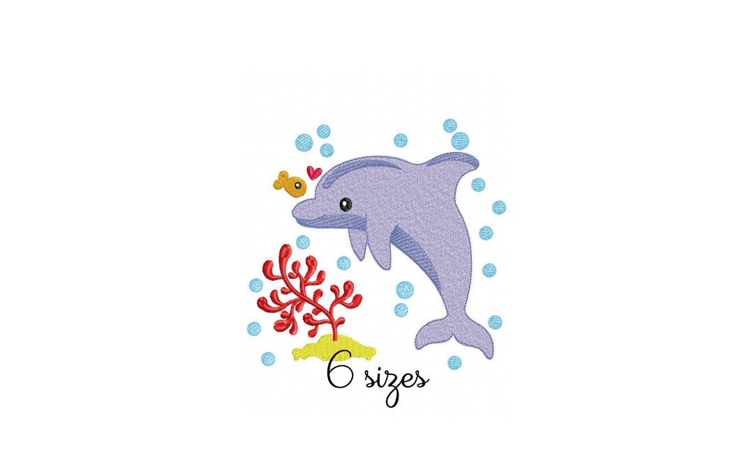 Dolphin Embroidery Design, Animals Embroidery Design Machine, Sea ...