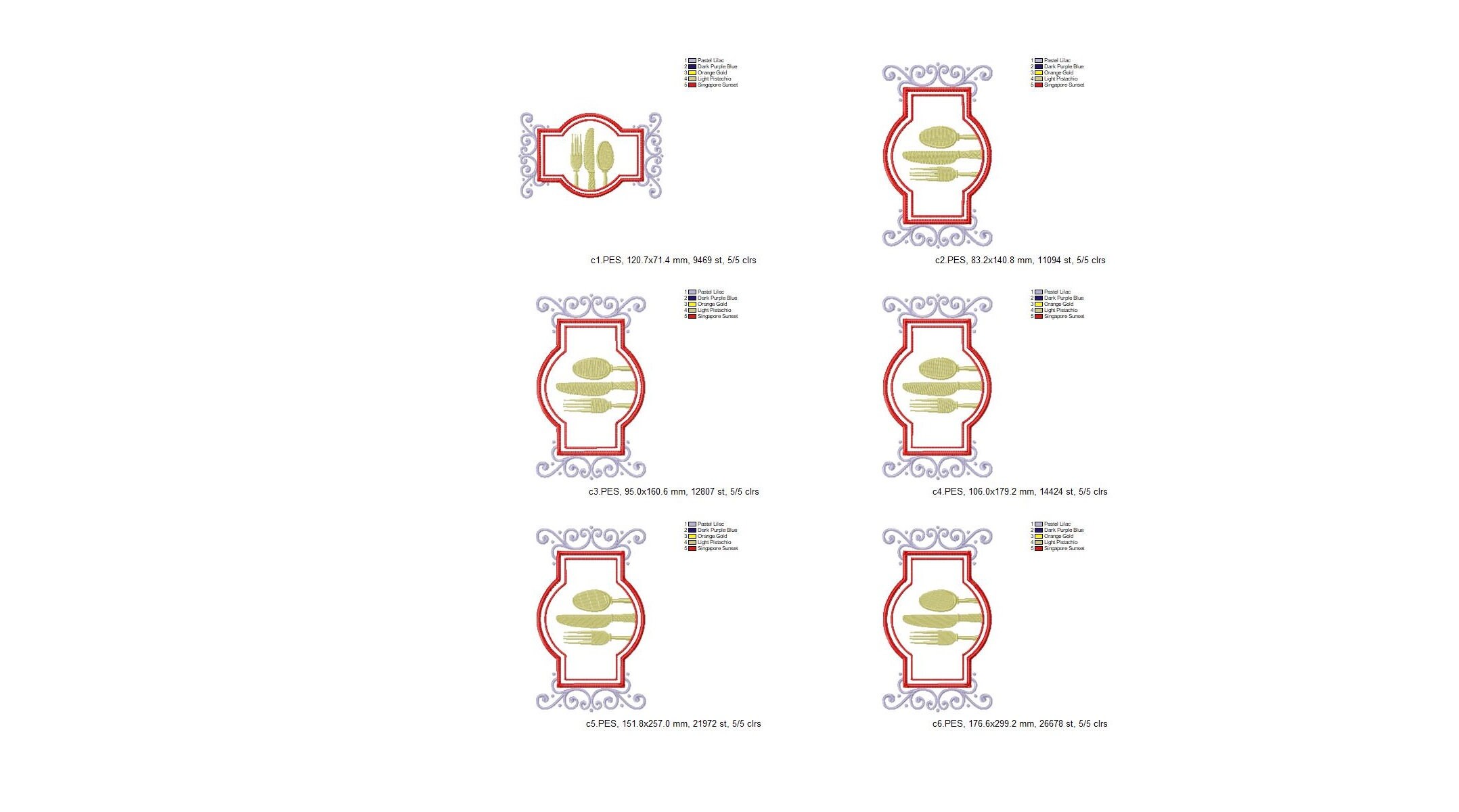 Cutlery Frame Embroidery Design Kitchen Embroidery Design | Etsy