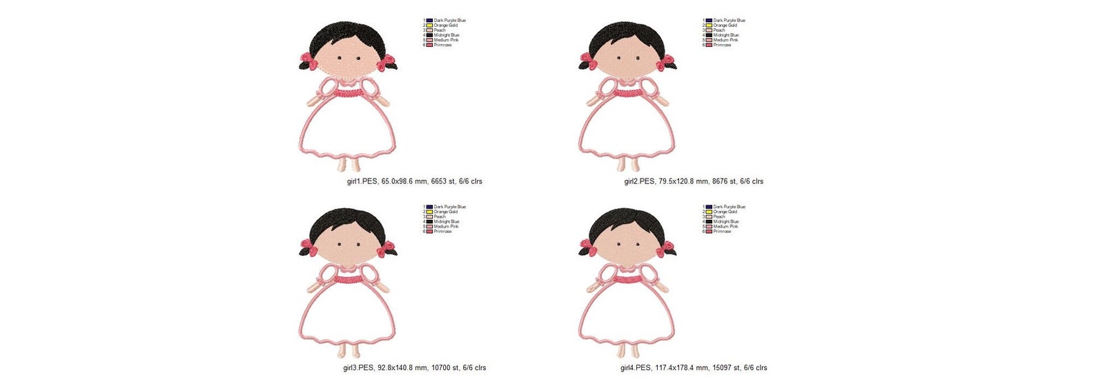 Cute Girl Embroidery Design Girly Embroidery Design Machine - Etsy