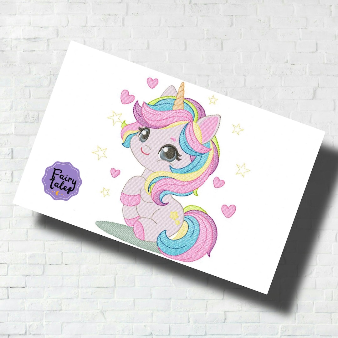 Lovely Unicorn Embroidery Design - Baby Machine Embroidery File - PES ...