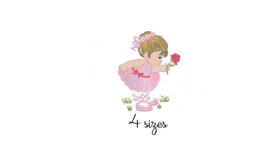 Sweet Ballerina Embroidery Design, Girl Embroidery Design Machine, Baby ...