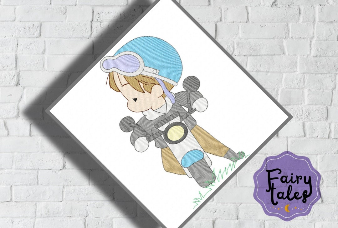 Boy Motorcycle Embroidery Design - Baby Machine Embroidery File - PES ...