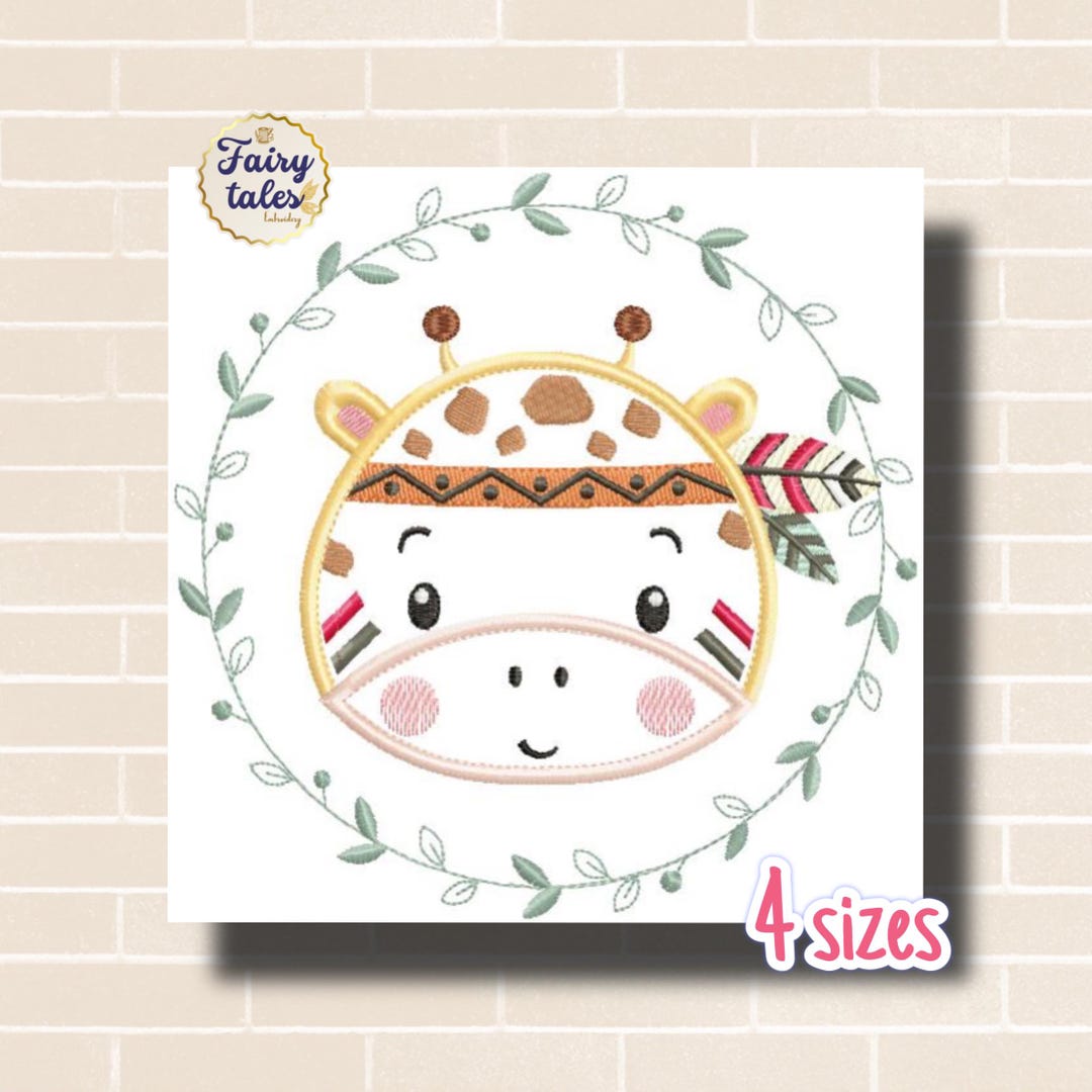 Giraffe Applique Embroidery Design - Baby Machine Embroidery File - PES ...