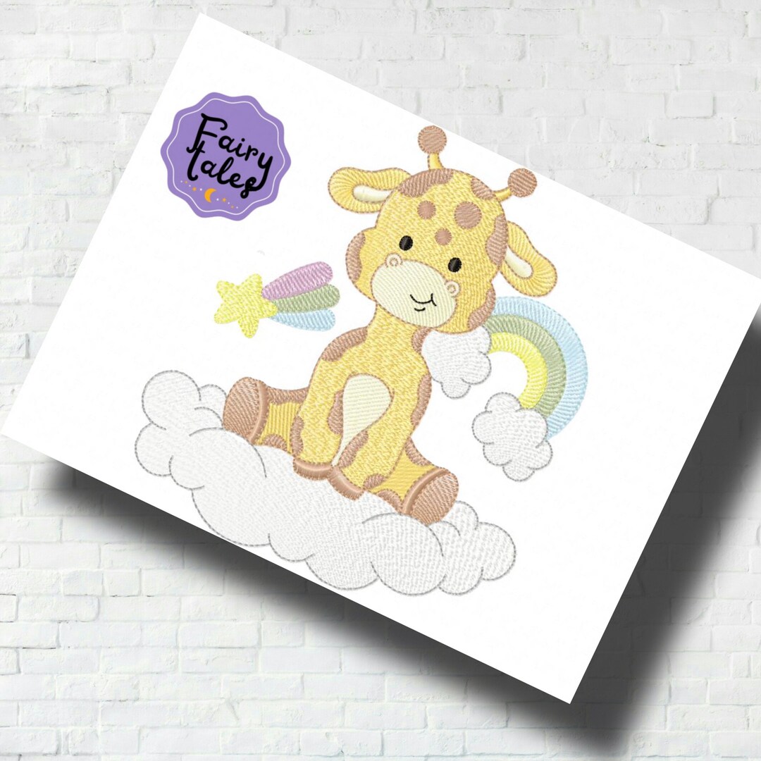 Giraffe Rainbow Embroidery Design - Baby Machine Embroidery File - PES ...