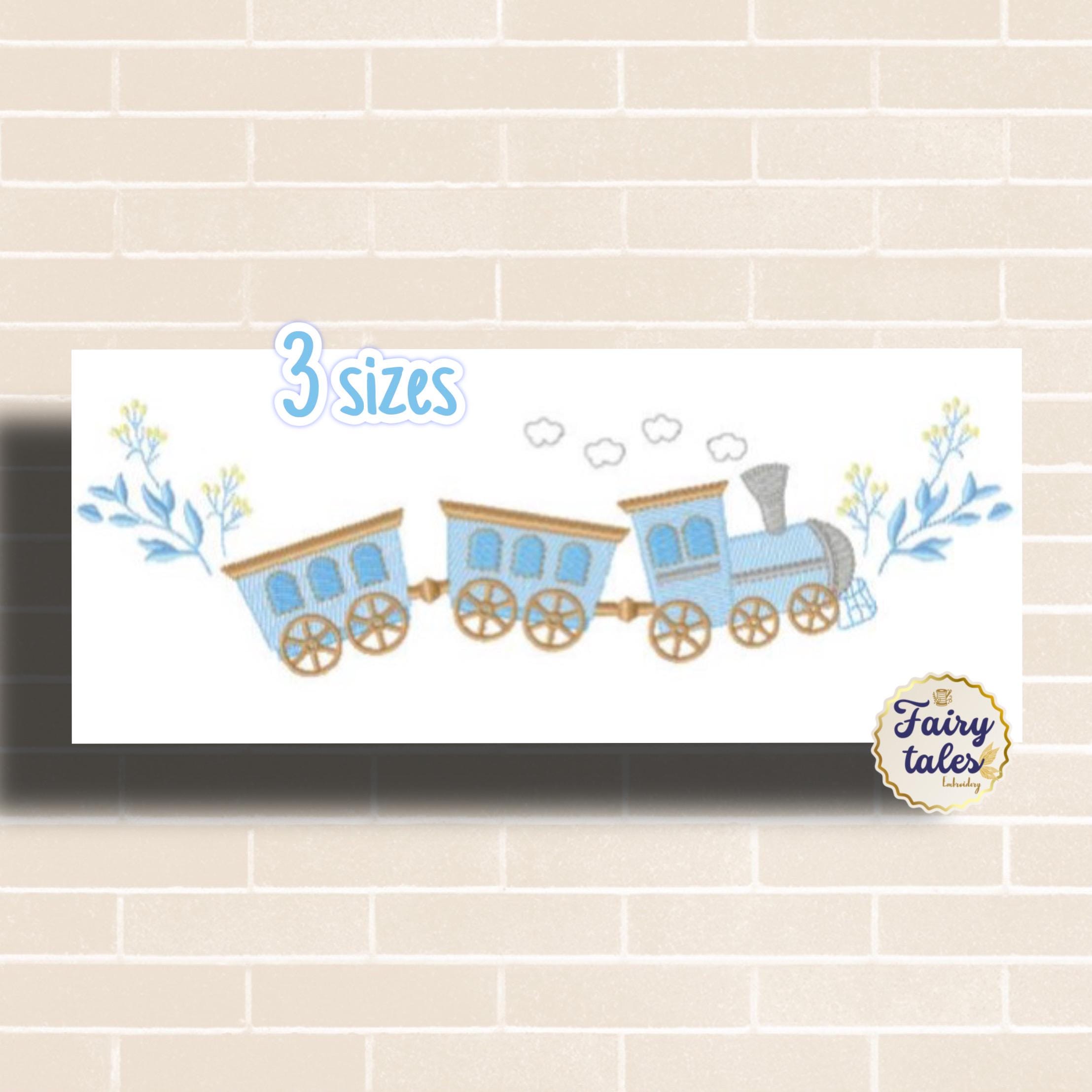 Cute Blue Train Embroidery Design - Baby Machine Embroidery File - PES ...