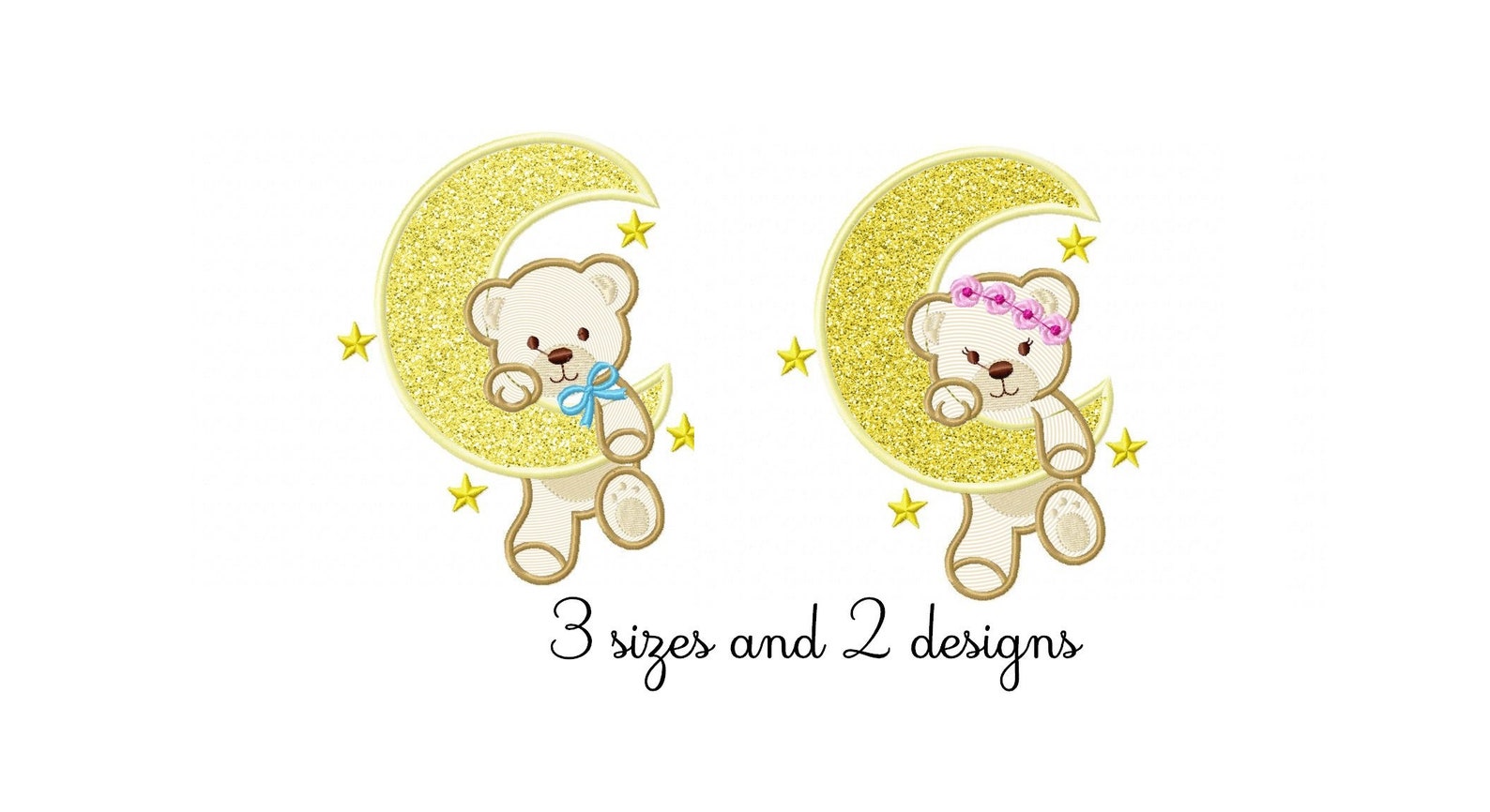 Bears Moon Embroidery Designs Baby Embroidery Design Machine - Etsy