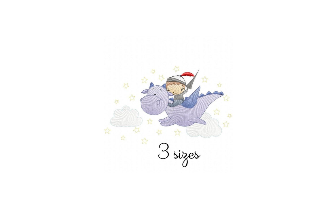 Boy and Dragon Embroidery Design - Baby Machine Embroidery File - PES ...