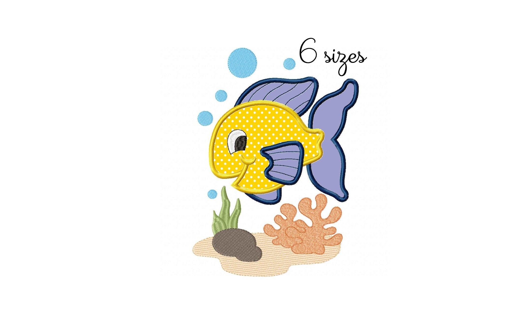 Fish Applique Embroidery Design, Animals Embroidery Design Machine, Sea ...