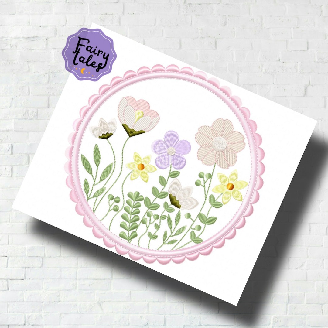 Frame Flowers Embroidery Design - Flower Machine Embroidery File - PES ...